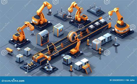 Robotic Assembly Line In Modern Electric Car Manufacturing Facility