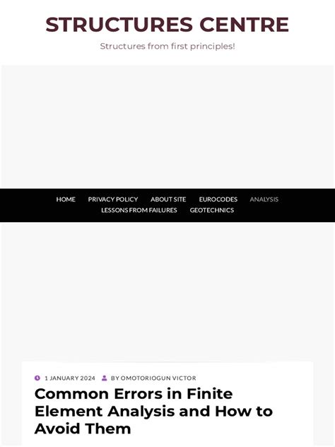 Common Errors In Finite Element Analysis And How T Pdf Finite Element Method Mathematical