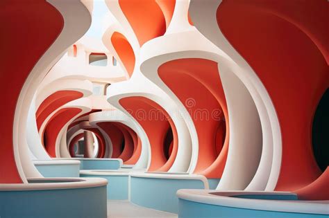 Abstract Futuristic Architecture With Curved Lines And Creative Design Stock Illustration