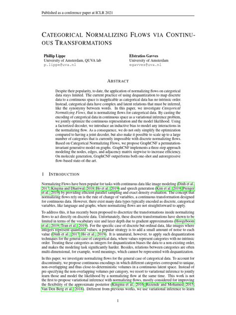 Categorical Normalizing Flows Via Continuous Transformations Pdf