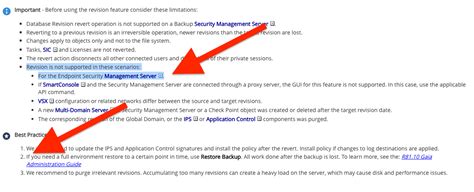 management database revert with endpoint check point checkmates