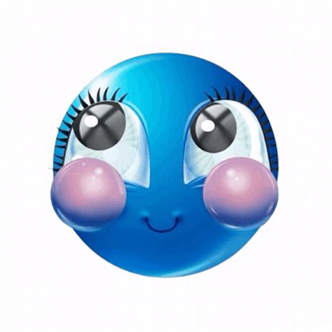 Blue Blush Emoji Sticker Blue Blush Emoji  탐색 및 공유