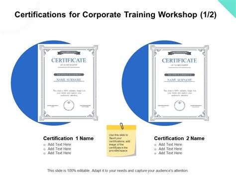 Certifications For Corporate Training Workshop Ppt Powerpoint Presentation Slides Presentation