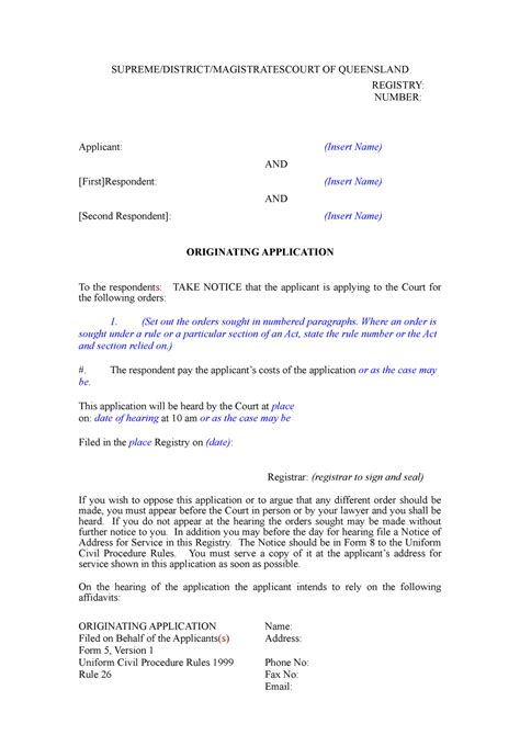 UCPR Form Originating Application SUPREME DISTRICT MAGISTRATESCOURT OF QUEENSLAND
