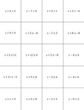 FREEBIE One Step Inequalities Matching Activity By Lattes And Logarithms