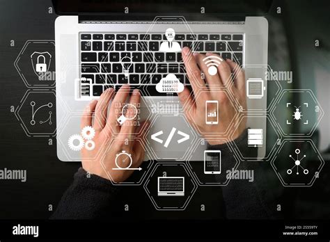 coding software developer work with augmented reality dashboard