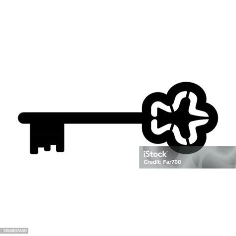 키 아이콘입니다 블랙 실루엣 전면 보기입니다 벡터 플랫 그래픽 일러스트레이션 흰색 배경의 격리된 개체입니다 격리 열쇠에 대한 스톡 벡터 아트 및 기타 이미지 Istock