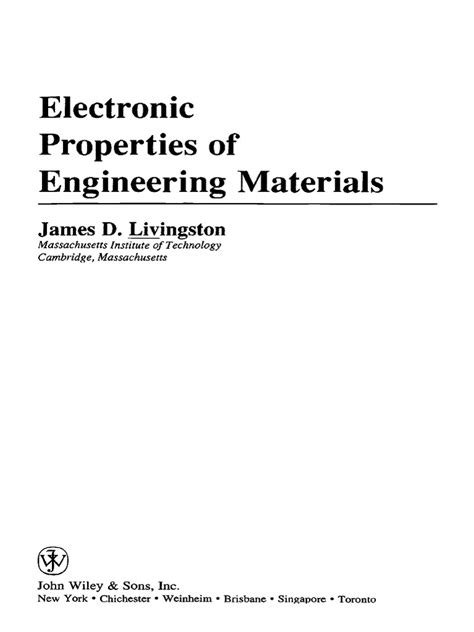 Mit Series In Materials Science And Engineering James D Livingston
