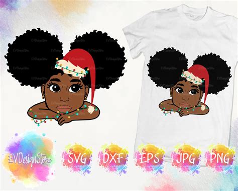 Peekaboo Afro Girl Svg Black Girl Svg Peeking Afro Girl Svg Christmas