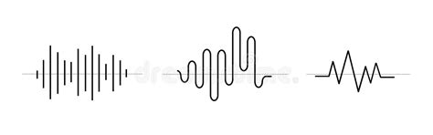 Sinusoid Signals Set Black Curve Sound Waves Collection Voice Or