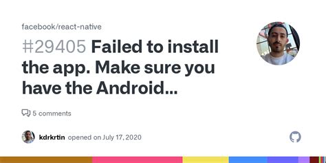 Failed To Install The App Make Sure You Have The Android Development Environment Set Up