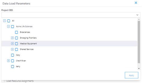 setting data load parameters pdware