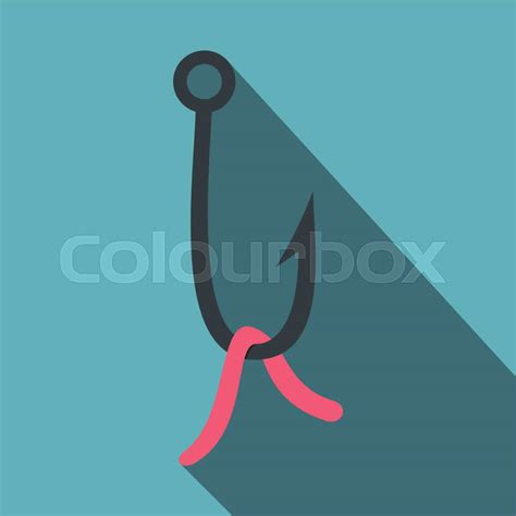 Worm On A Hook Icon Flat Illustration Stock Vector Colourbox