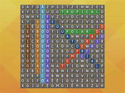 Tipos De Clima No Continente Americano Wordsearch