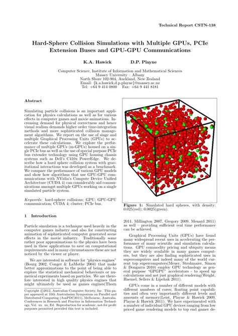 Pdf Hard Sphere Collision Simulations With Multiple Gpus Pcie