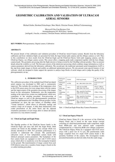 Pdf Geometric Calibration And Validation Of Ultracam Aerial Sensors
