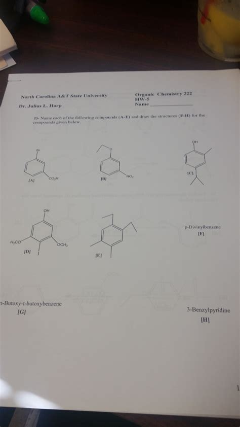 Solved Name Each Of The Following Compounds A E And Draw Chegg