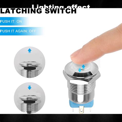 4 Pcs 19mm Stainless Steel Self Locking Push Button Switch With White