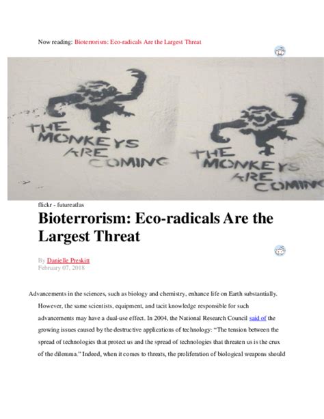 Doc Bioterrorism Eco Radicals Are The Largest Threat Docx