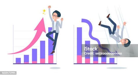 A Set Of Programmer Engineer Man Who Express Performance Up And Performance Down Stock