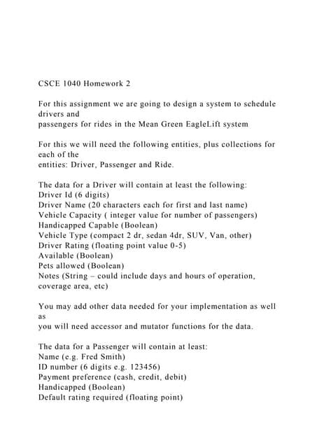 Csce 1040 Homework 2 For This Assignment We Are Going To Docx