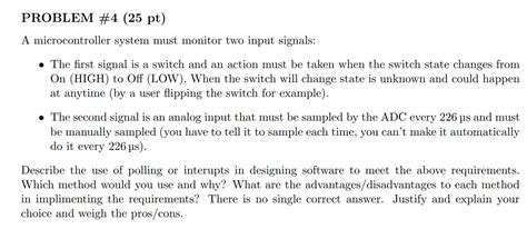 PROBLEM Pt A Microcontroller System Must Chegg