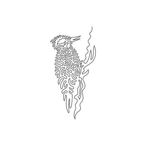 Premium Vector Continuous Curve One Line Drawing Of An Agile Tiny Woodpecker For Logo Icon