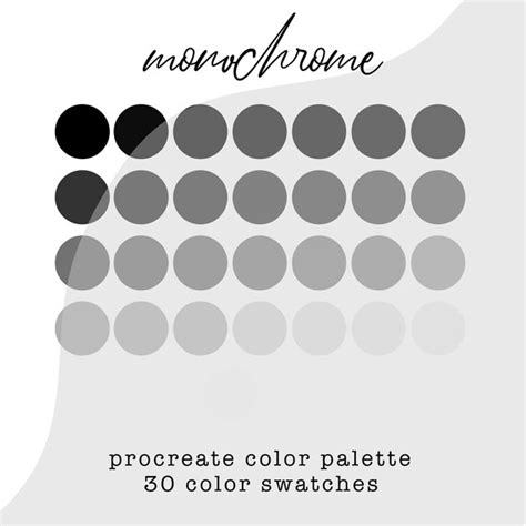 Monochrome Procreate Color Palette Procreate Color Palette Etsy