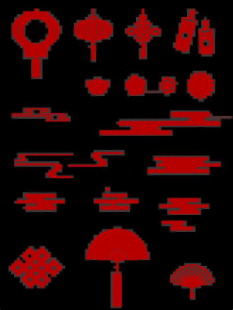 剪纸祥云元宝灯笼中国结新年元素图标 花瓣网