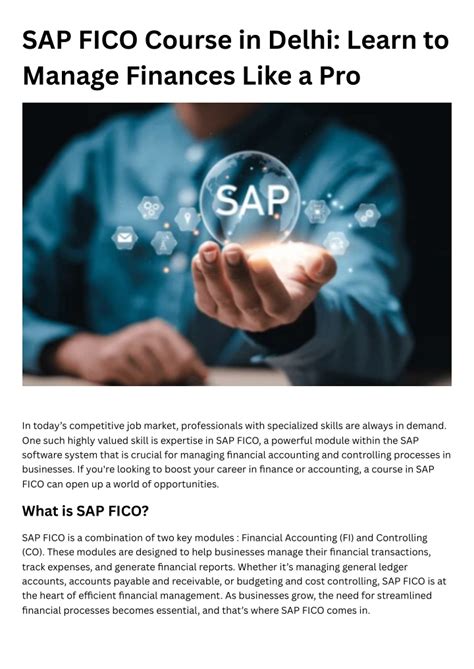 Ppt Sap Fico Course In Delhi Learn To Manage Finances Like A Pro Powerpoint Presentation