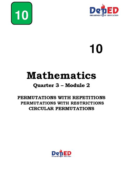 5 Q1 Math Module 5 For Quarter 1 Mathematics 10 Mathematics Quarter 1 Module 5 Word