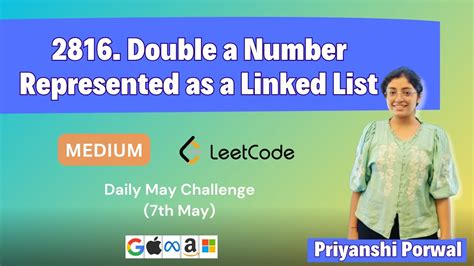 2816 Double A Number Represented As A Linked List Single Pass C Hindi Youtube
