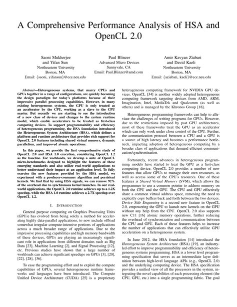 Pdf A Comprehensive Performance Analysis Of Hsa And Opencl 20