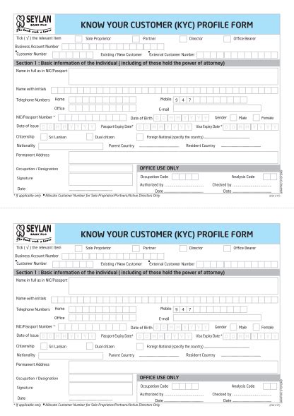 Kyc Form For Bank Free To Edit Download Print CocoDoc