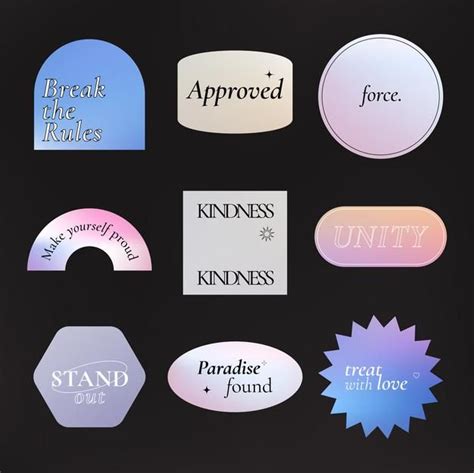 Free Vector Aesthetic Word Sticker Holographic Pastel Gradient Clipart Vector Set In 2024