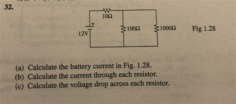 Solved 32 10Ω 100Ω 1000Ω Fig 1 28 12V a Calculate the Chegg com