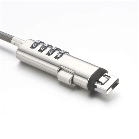 190cm Long 5mm Diameter USB Steel Notebook Laptop Security 4 Digit Password Lock Chain Cable