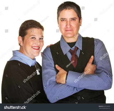 Short Tall Lesbian Couple Over Isolated Stockfoto Shutterstock