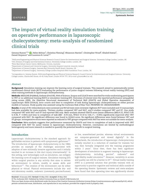 Pdf The Impact Of Virtual Reality Simulation Training On Operative Performance In Laparoscopic