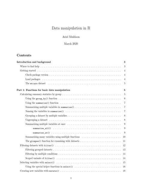 Data Manipulation Workshop Handout Pdf Computer Programming Software Engineering