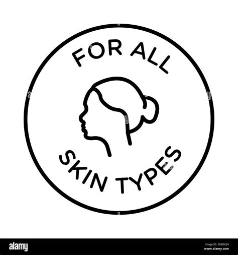 For All Skin Types Icon Linear Logo Mark Set Collection In Black And White For Web Stock Vector