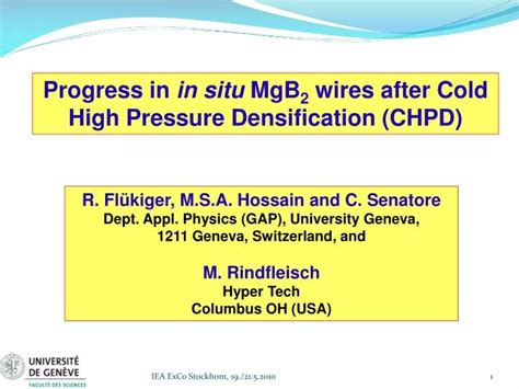 Ppt Progress In In Situ Mgb 2 Wires After Cold High Pressure Densification Chpd Powerpoint
