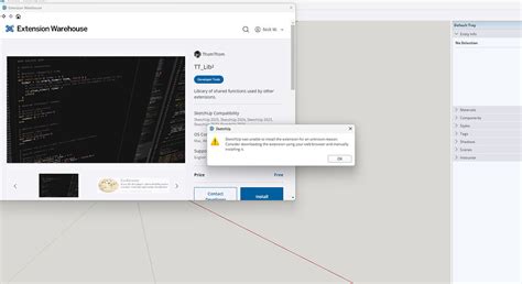 Extension Warehouse Not Installing Extensions Warehouses Sketchup Community