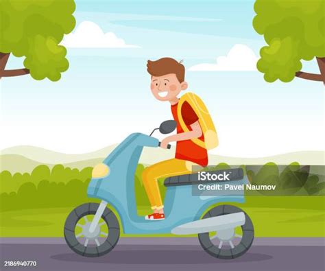 남자 여행 타기 스쿠터 휴가 벡터 일러스트 레이 션을 즐긴다 거리에 대한 스톡 벡터 아트 및 기타 이미지 거리 거리가 먼 관광 Istock