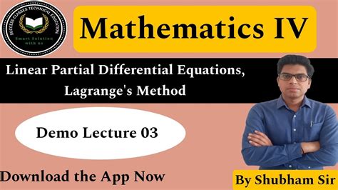 Maths Iv Demo Lecture 3 Linear Partial Differential Equation