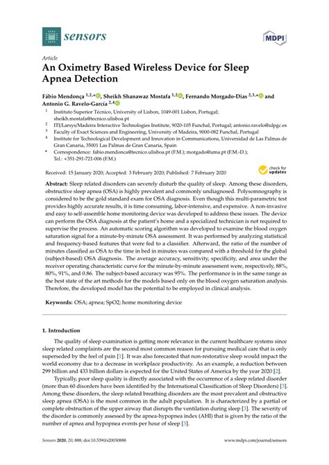 Pdf An Oximetry Based Wireless Device For Sleep Apnea Detection