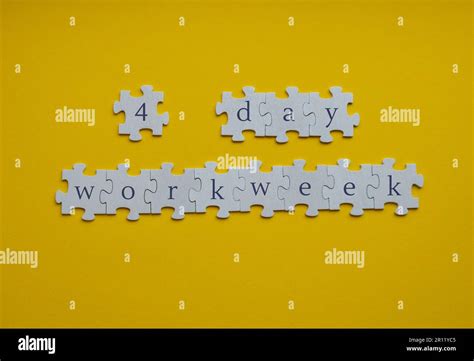 4 Day Work Week Symbol On Puzzles Four Day Working Week Concept Modern