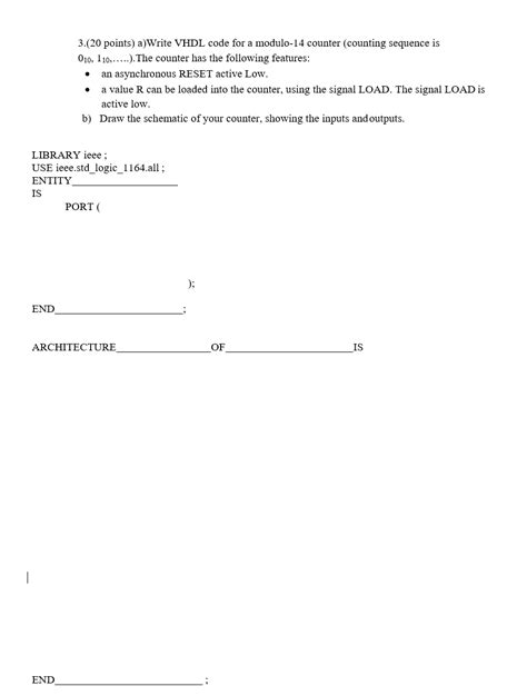 Solved 320 Points Awrite Vhdl Code For A Modulo 14