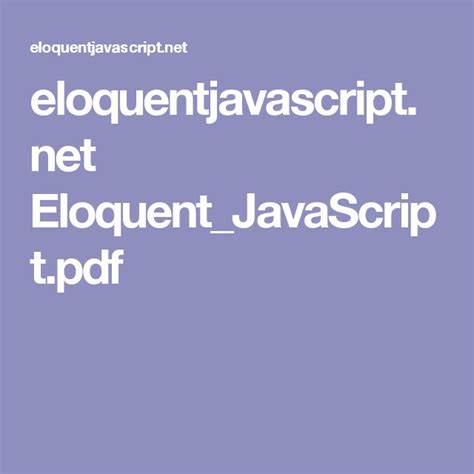 Eloquentjavascriptpdf Eloquent Javascript