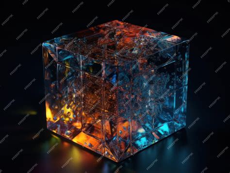 Premium Photo Futuristic Glass Cube Background Generative Ai Technology